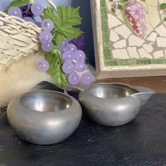 Vintage | Kitchen | Vintage Royal Holland Pewter Sugar Bowl Creamer Set Kmd Tiel Metal Pewter ...
